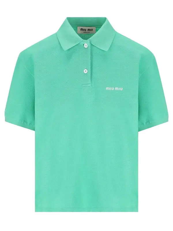 Miu Miu Cotton Piqué Polo Shirt - Green