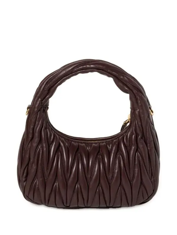 Miu Miu Wander Matelassé Nappa Leather Small Hobo Bag - Brown