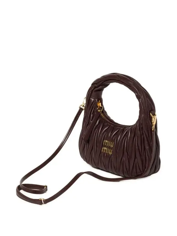 Miu Miu Wander Matelassé Nappa Leather Small Hobo Bag - Brown