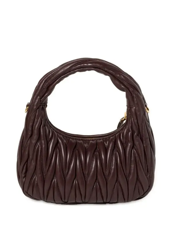 Miu Miu Wander Matelassé Nappa Leather Small Hobo Bag - Brown