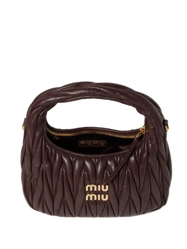 Miu Miu Wander Matelassé Nappa Leather Small Hobo Bag - Brown