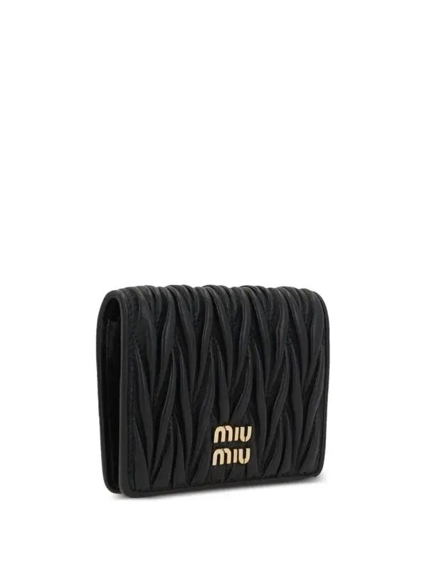 Miu Miu Small Matelassé Nappa Leather Wallet With Snap Closure