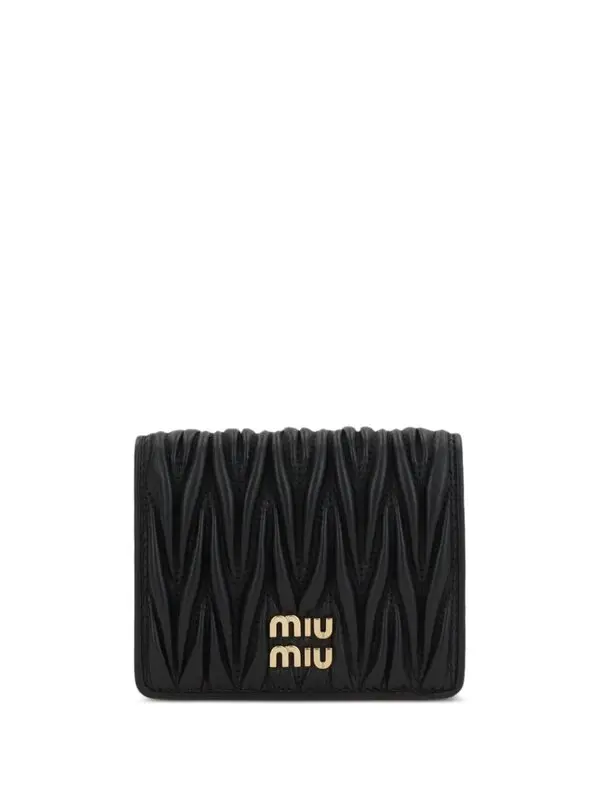 Miu Miu Small Matelassé Nappa Leather Wallet With Snap Closure
