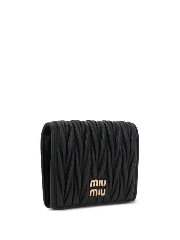 Miu Miu Small Matelassé Nappa Leather Wallet With Snap Closure
