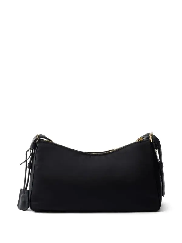 Prada Aimée Large Re-nylon And Leather Shoulder Bag With Padlock - Black