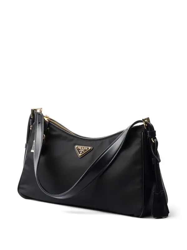 Prada Aimée Large Re-nylon And Leather Shoulder Bag With Padlock - Black
