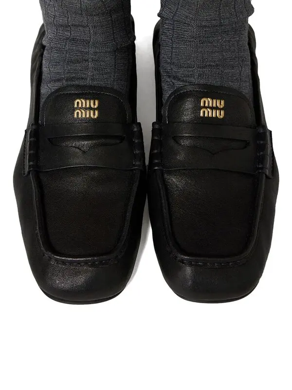 Miu Miu Ruches Nappa Leather Loafers