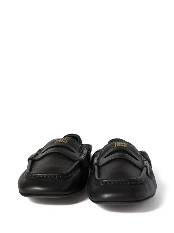 Miu Miu Ruches Nappa Leather Loafers