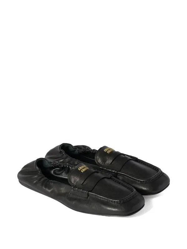 Miu Miu Ruches Nappa Leather Loafers