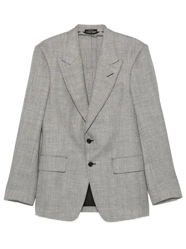 TOM FORD Herringbone-pattern Wool Blend Blazer - Black
