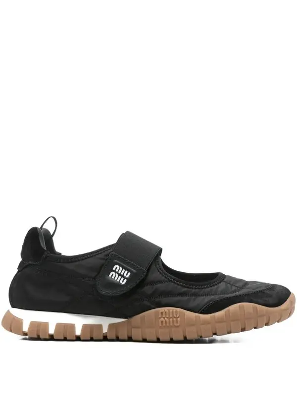 Miu Miu Tyre Technical Fabric And Suede Ballerinas - Black