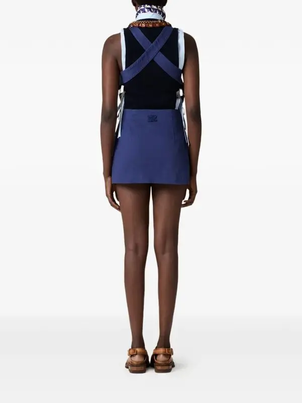 Miu Miu Garment-dyed Gabardine Mini Dress - Blue