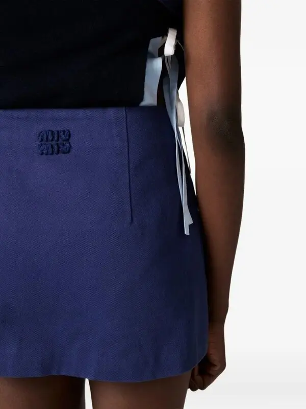Miu Miu Garment-dyed Gabardine Mini Dress - Blue