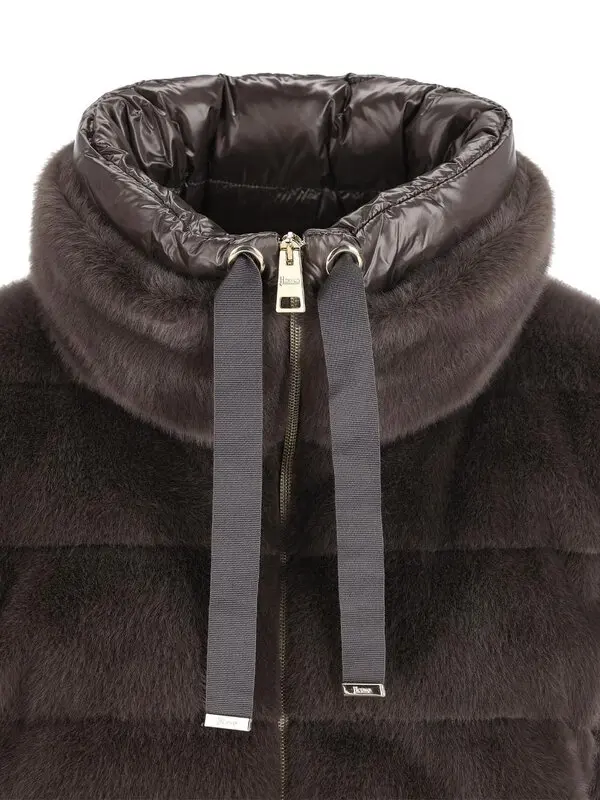 Herno Faux Fur High Neck Down Jacket