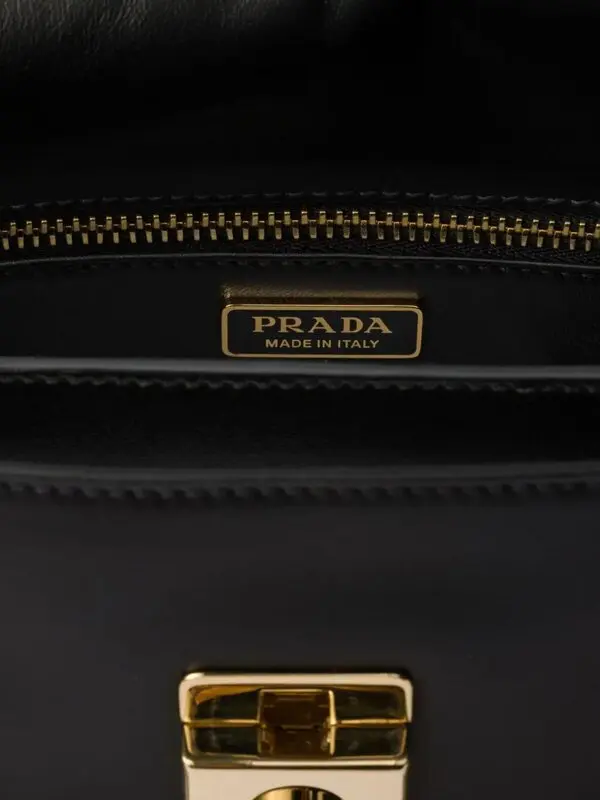 Prada Soft Sound Small Leather Shoulder Bag With Charms - Black