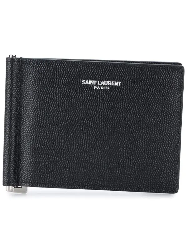 Saint Laurent Bill Clip Wallet In Grain De Poudre Leather