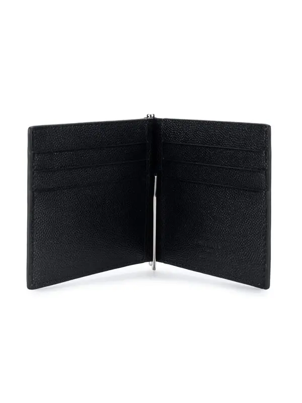 Saint Laurent Bill Clip Wallet In Grain De Poudre Leather