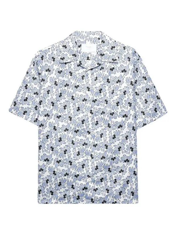 Prada Freesia-print Cotton Blend Bowling Shirt - Blue