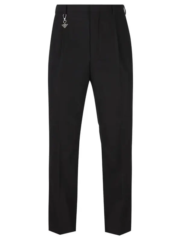Prada Charm-detail Cotton Tapered Trousers