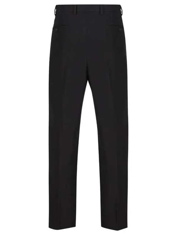 Prada Charm-detail Cotton Tapered Trousers - Black