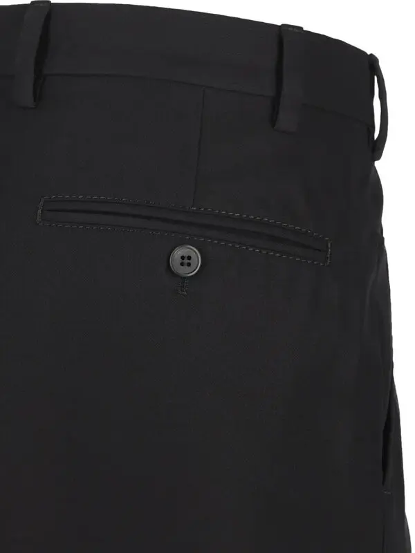 Prada Charm-detail Cotton Tapered Trousers - Black
