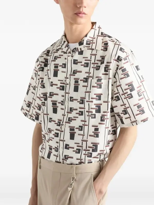 Prada Printed Cotton Blend Bowling Shirt