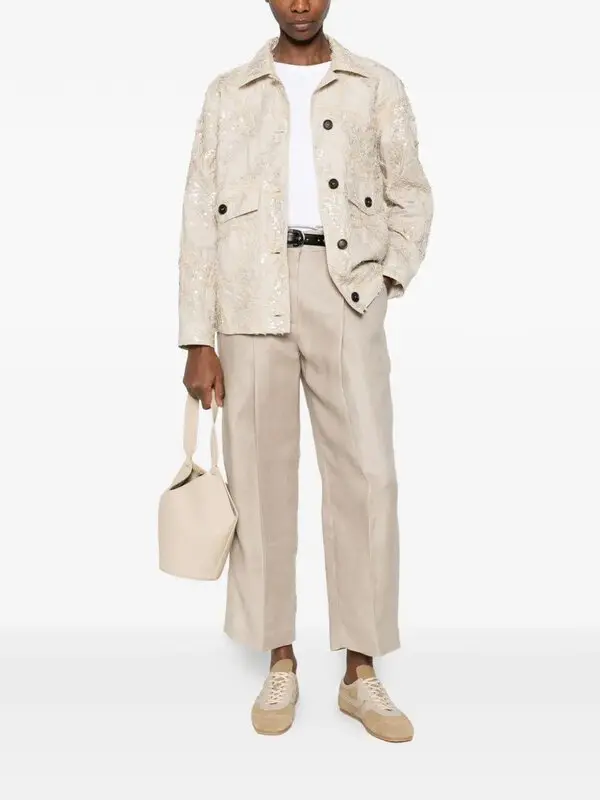 Brunello Cucinelli Dazzling Seabed Embroidery Outerwear Jacket In Techno Cotton Poplin - Multicolor
