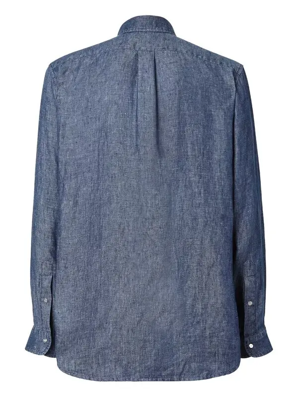 Fendi Comfort Fit Chambray Shirt With Ff Embroidery