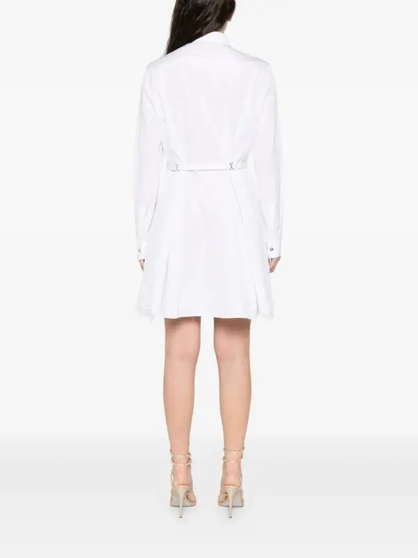 Versace Belted Cotton Shirt Dress - White