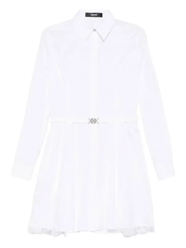 Versace Belted Cotton Shirt Dress - White