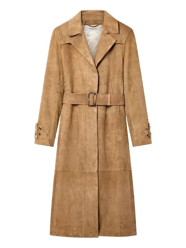 GOLDEN GOOSE Suede Trench Coat - Multicolor