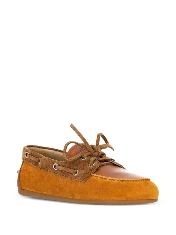 Miu Miu Suede Loafers With Laces - Brown
