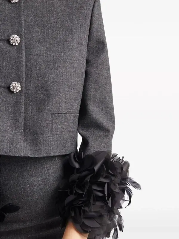 Prada Cropped Jacket With Feather - Multicolor