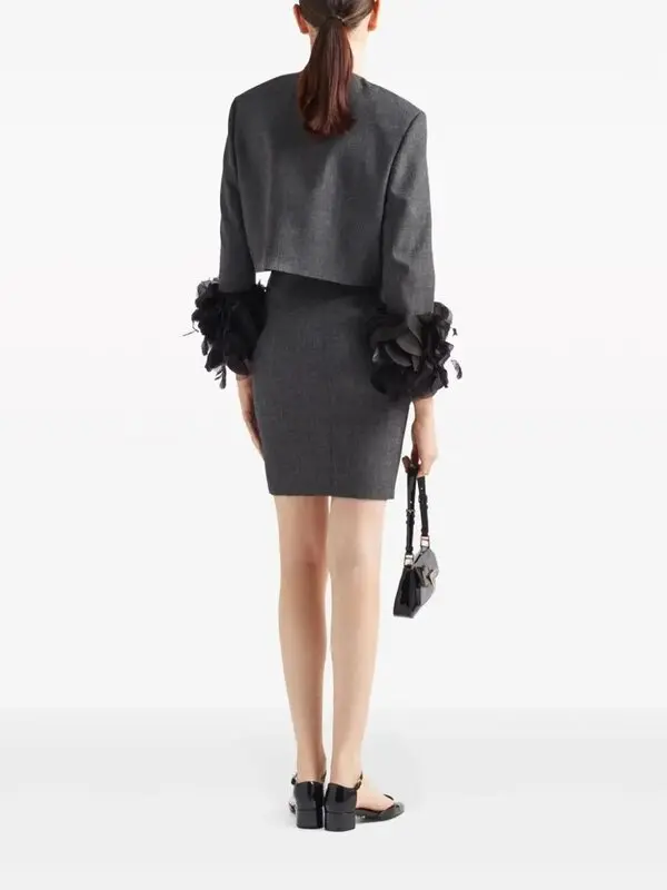 Prada Cropped Jacket With Feather - Multicolor