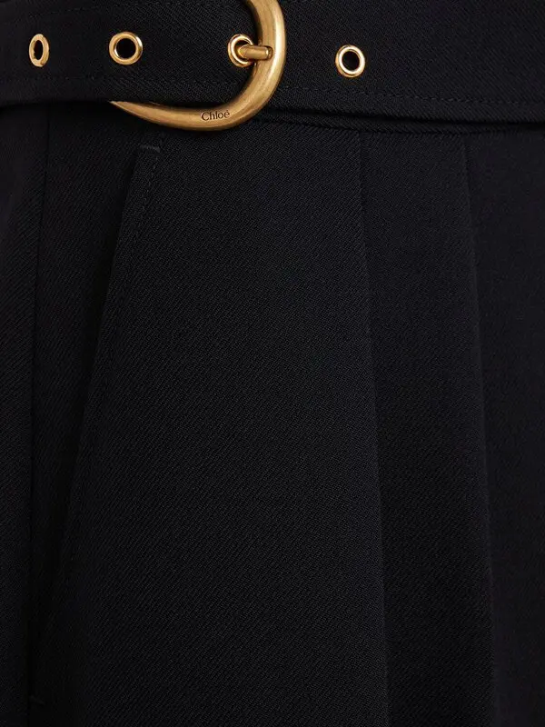 Chloé Double Belt Wool Bermudas