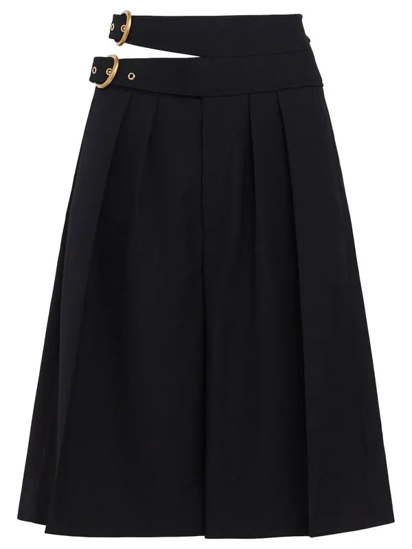 Chloé Double Belt Wool Bermudas - Black