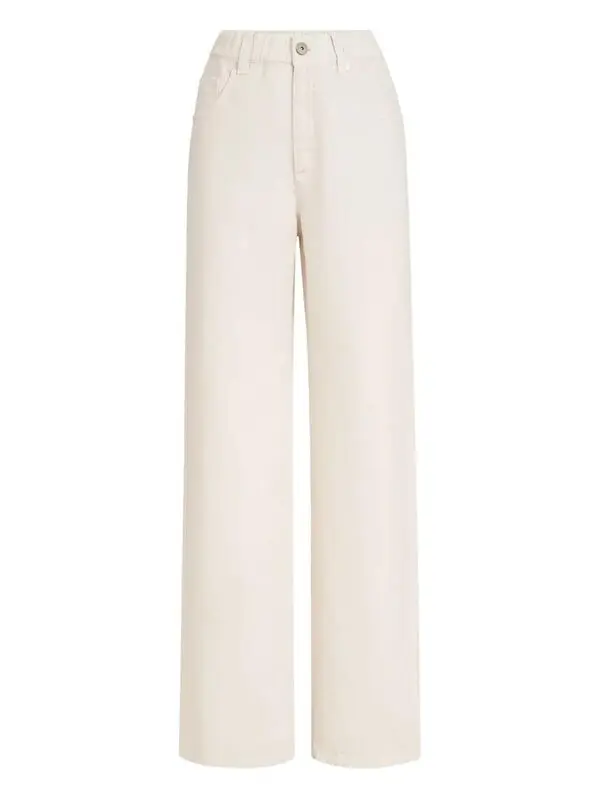 Brunello Cucinelli Garment-dyed Cotton And Linen Contemporary Trousers In With Monili - Multicolor
