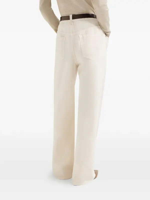 Brunello Cucinelli Garment-dyed Cotton And Linen Contemporary Trousers In With Monili - Multicolor