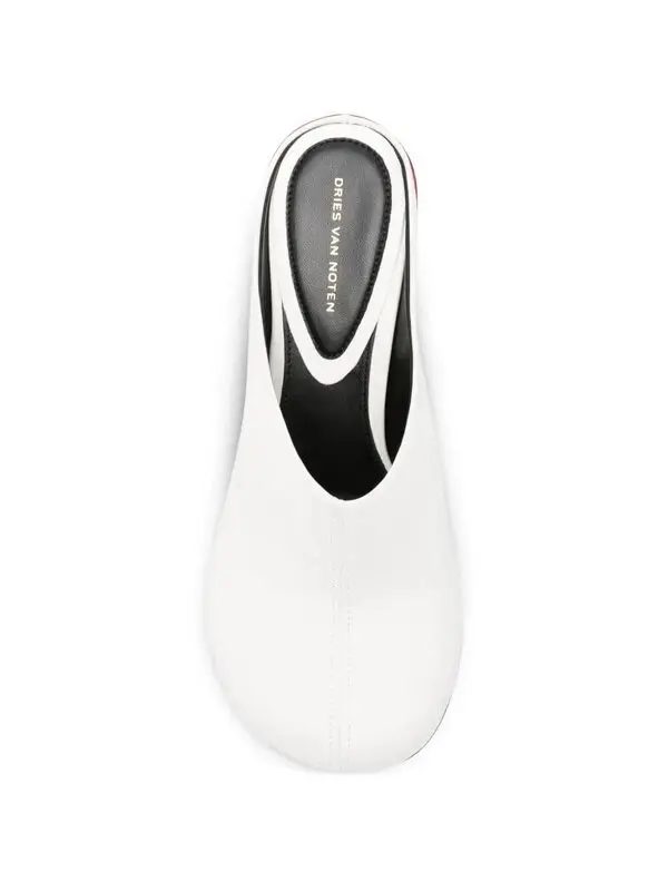 Dries Van Noten Leather Mules - White