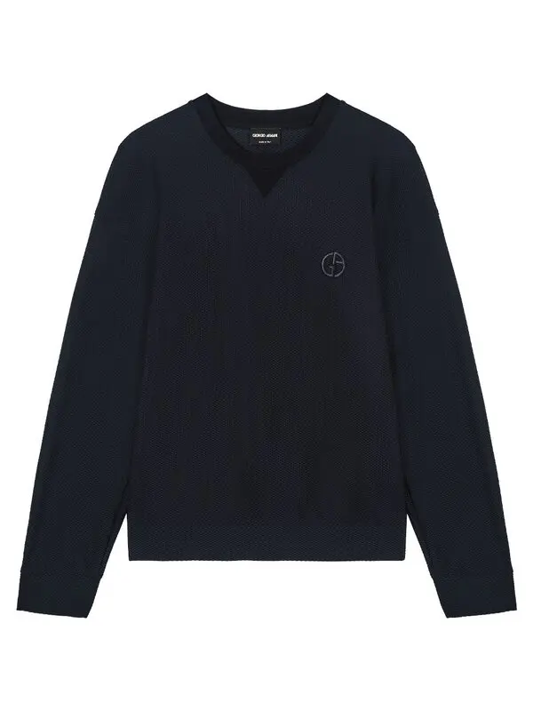 Giorgio Armani Technical Waffle Sweatshirt - Black