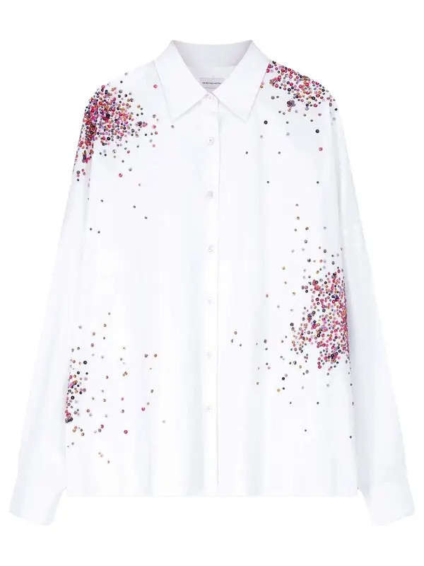 Dries Van Noten Embellished Cotton Shirt - White