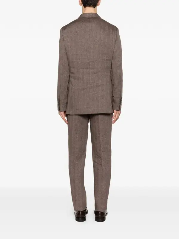 Brunello Cucinelli Linen And Virgin Wool Chevron Leisure Suit - Brown