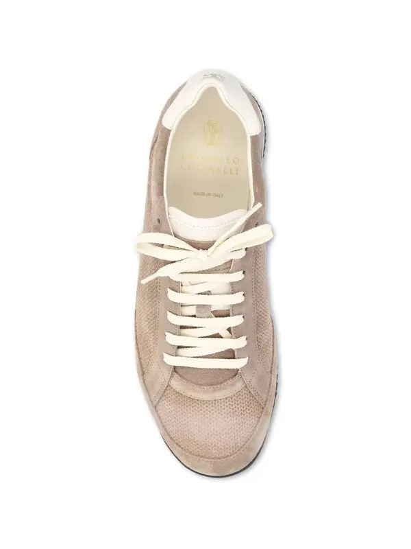 Brunello Cucinelli Suede Sneakers With Leather Inserts