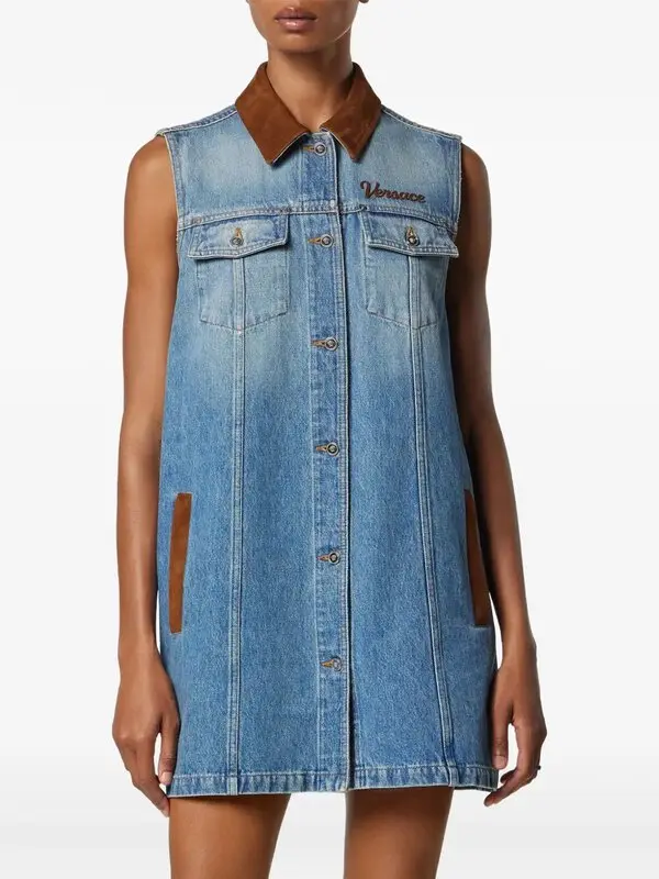 Versace Denim A-line Dress - Blue