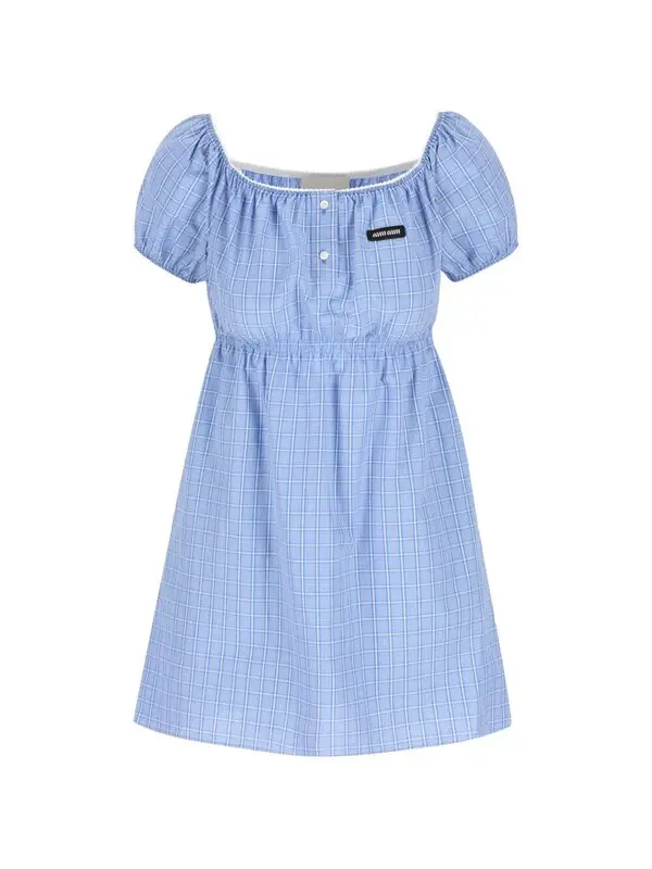 Miu Miu Plaid-pattern Popeline Mini Dress - Blue
