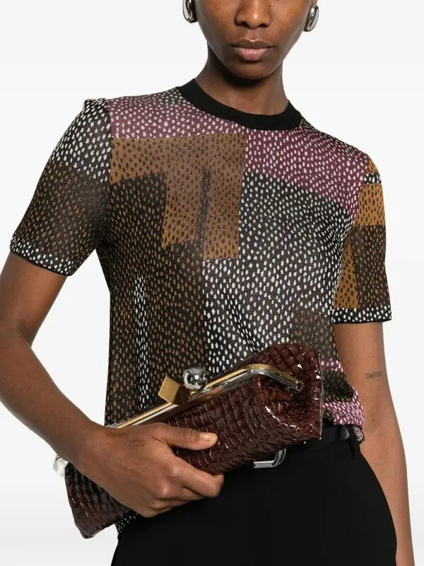 Fendi Peppered-motif Short-sleeved Jumper - Brown