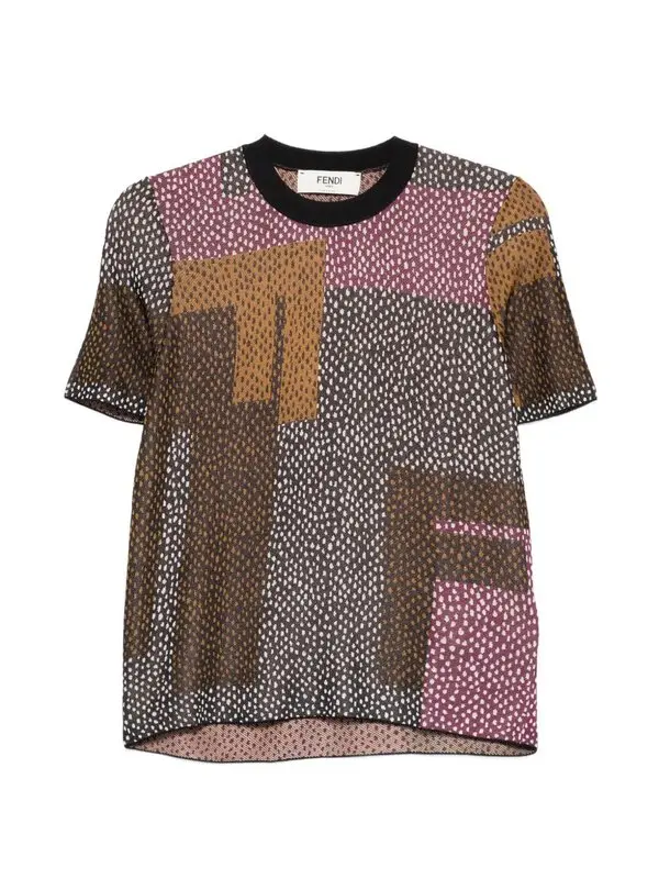 Fendi Peppered-motif Short-sleeved Jumper - Brown