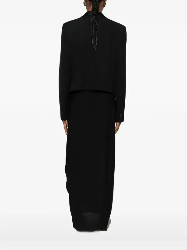 TOM FORD Bi-color Single Breasted Shawl Lapel Cropped Tuxedo Jacket - Black
