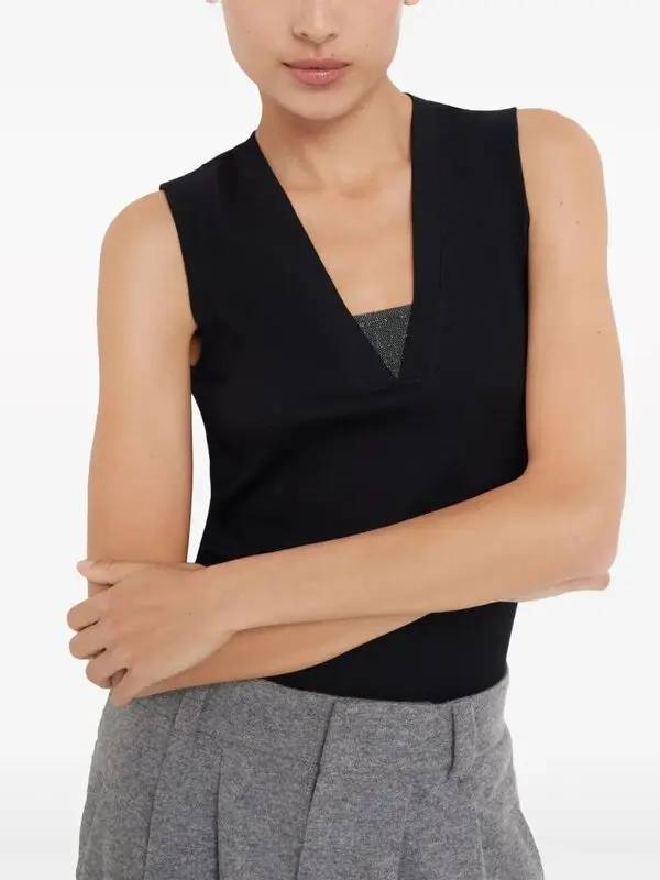 Brunello Cucinelli Stretch Cotton Jersey Tank Top - Black