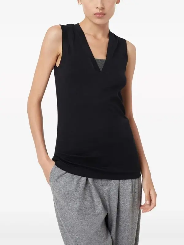 Brunello Cucinelli Stretch Cotton Jersey Tank Top - Black